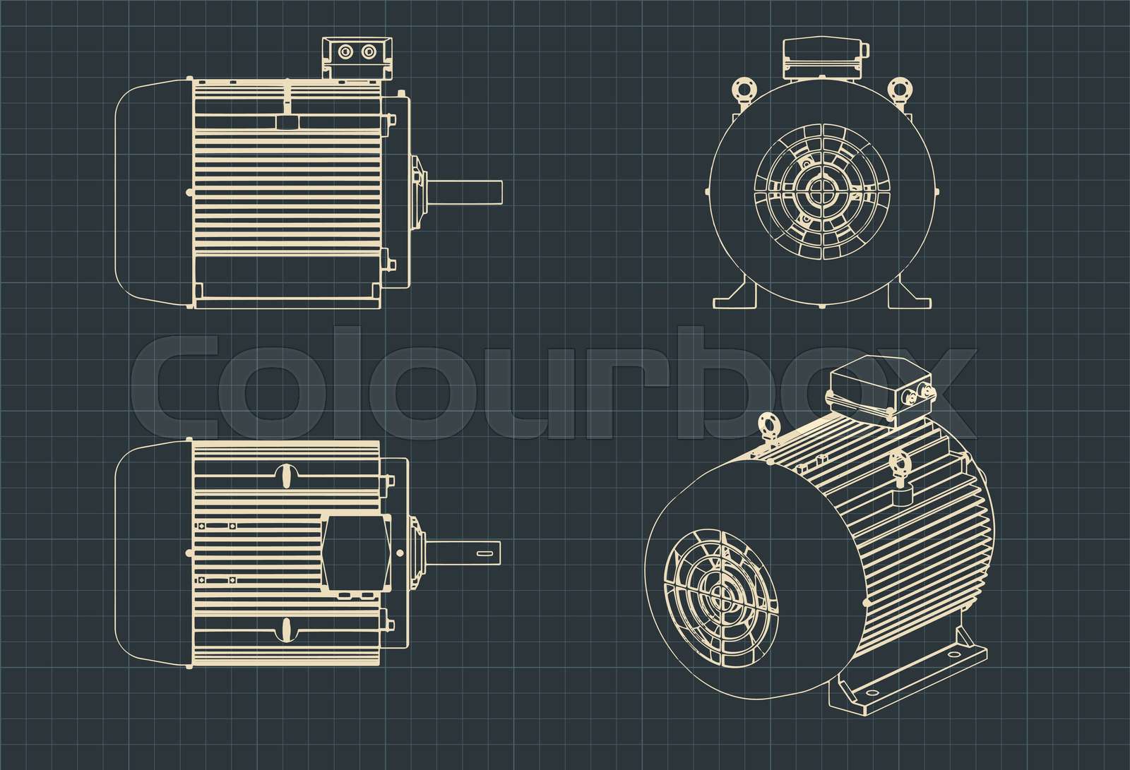 Electric motor drawings | Stock vector | Colourbox