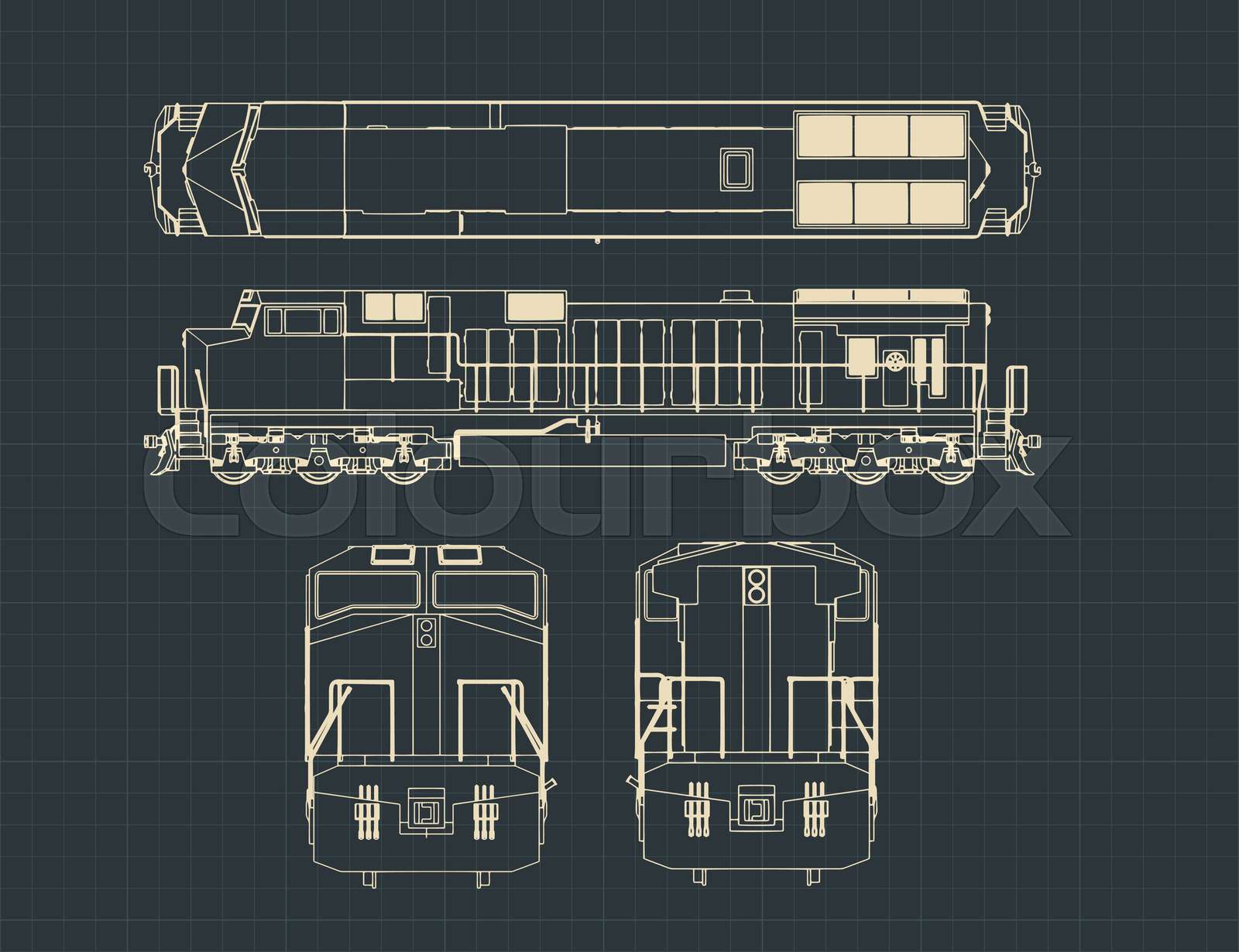 Locomotive blueprints | Stock vector | Colourbox