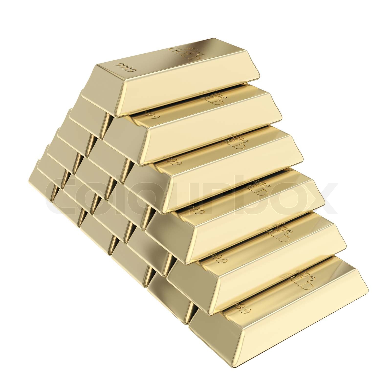 Pyramide des goldenen Balken, Blank, reflektierend | Stock Bild | Colourbox