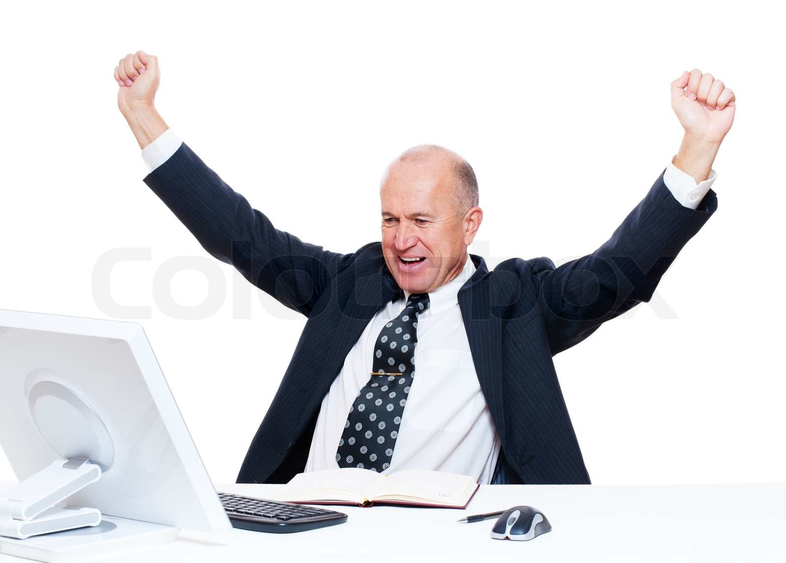 Kaufmann, die Hände erheben | Stock Bild | Colourbox