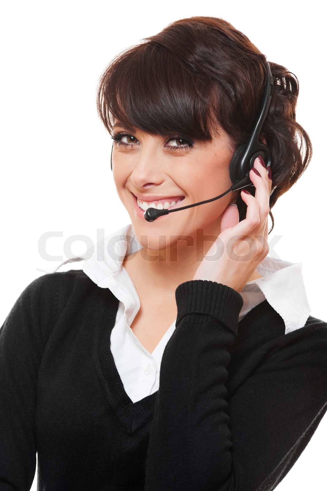 smiley telephone operator | Stock image | Colourbox