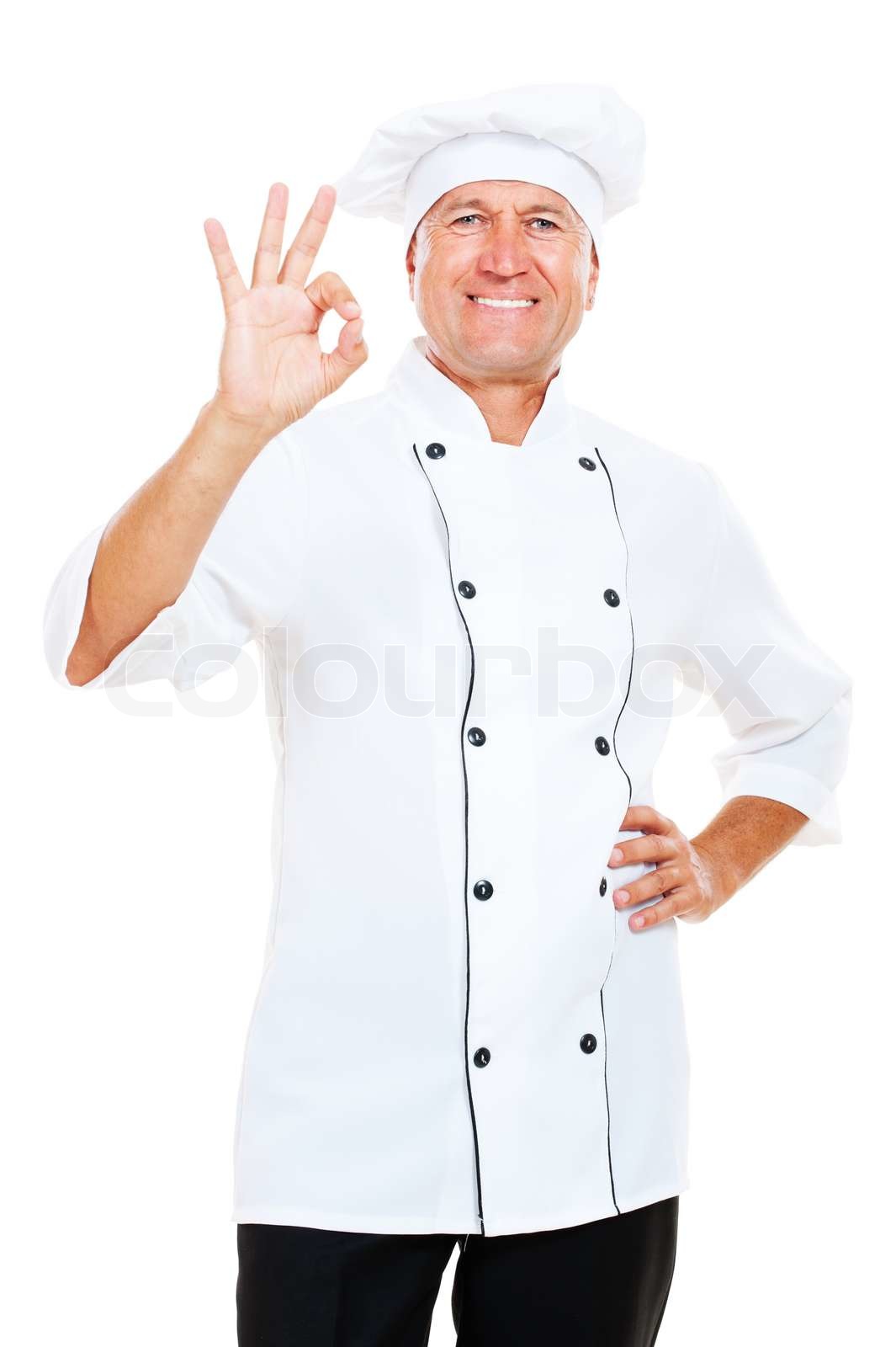 smiley cook showing ok sign | Stock image | Colourbox