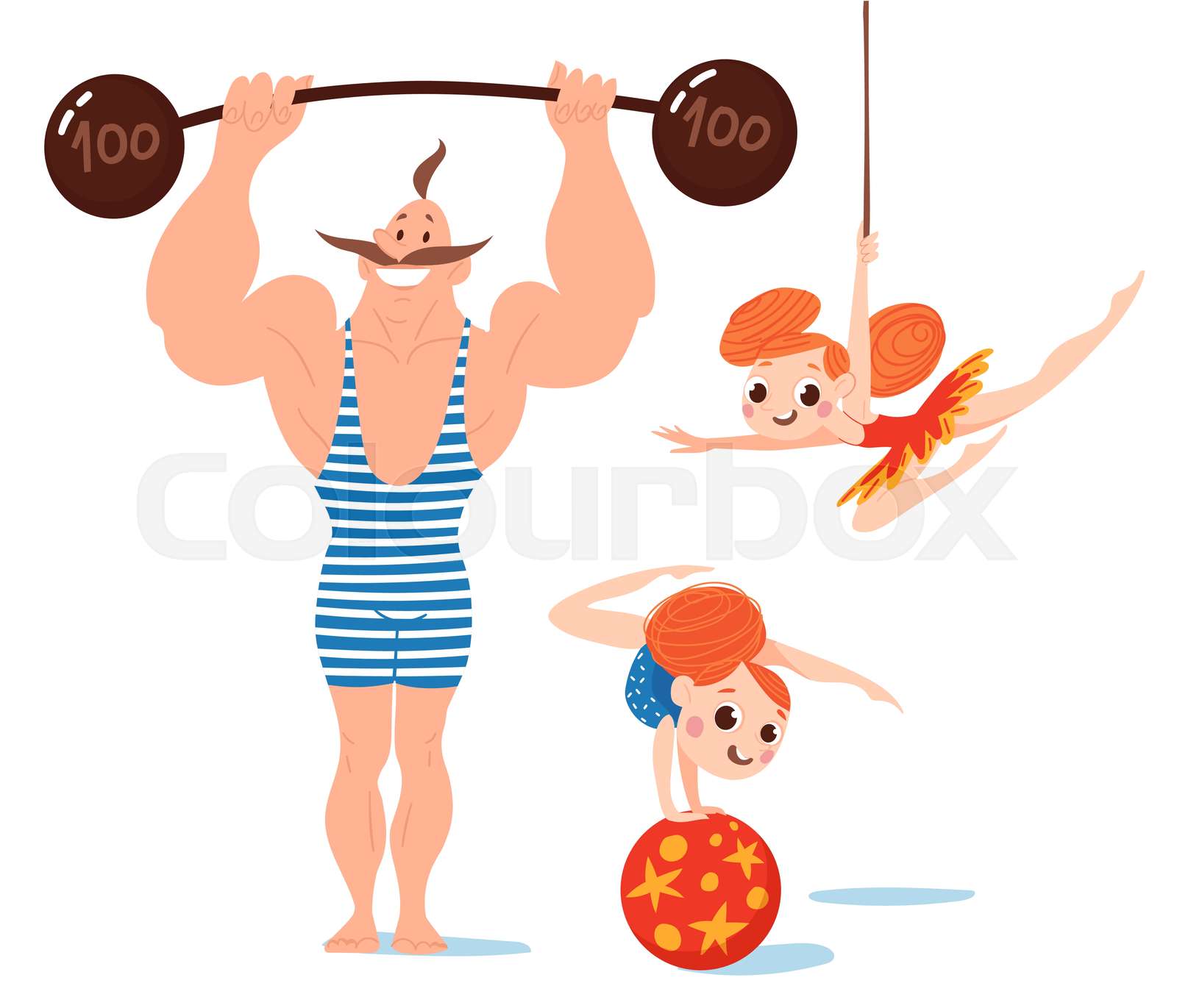 Circus vector character set with acrobat girls and athlete | Stock ...
