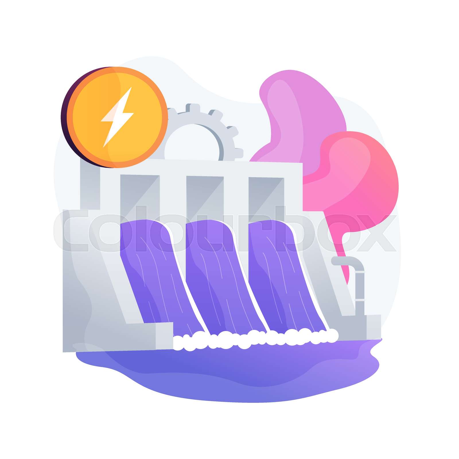 Hydroelectric power station, water mass energy using, dam and reservoir ...