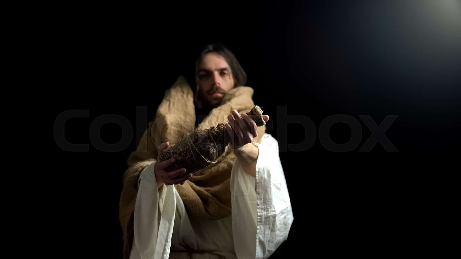Jesus giving bottle of holy wine, religious rituals and beliefs, legend ...