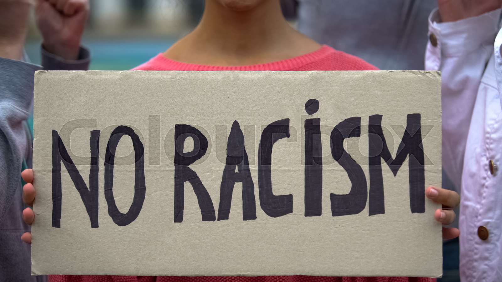 Mixed-race girl holds sign No racism, suffers crowd screaming racial ...
