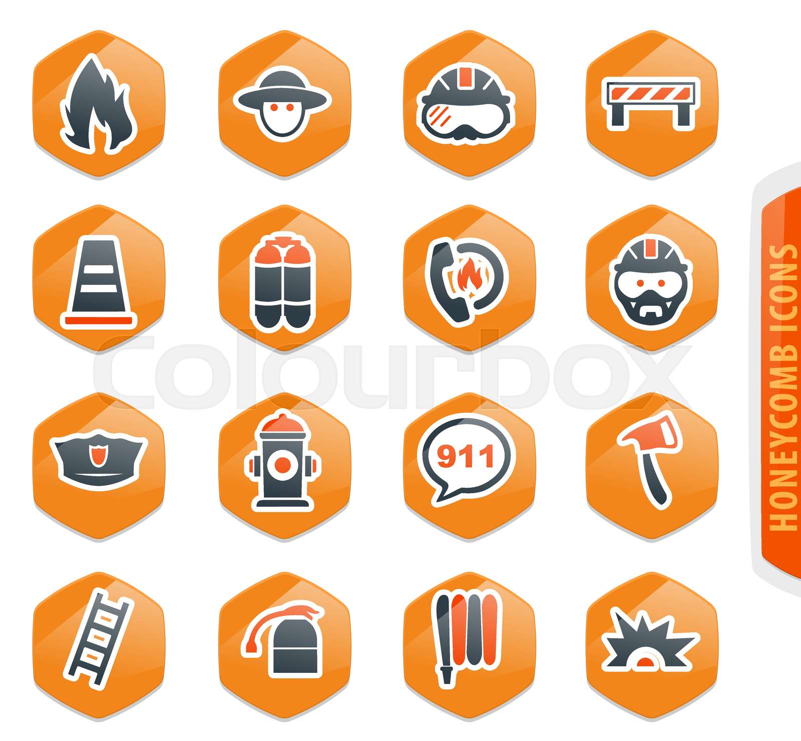 Fire brigade icons set | Stock vector | Colourbox
