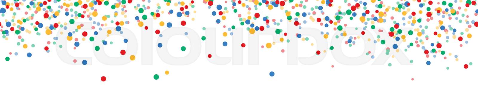 seamless colored confetti on upper border with free space for text ...