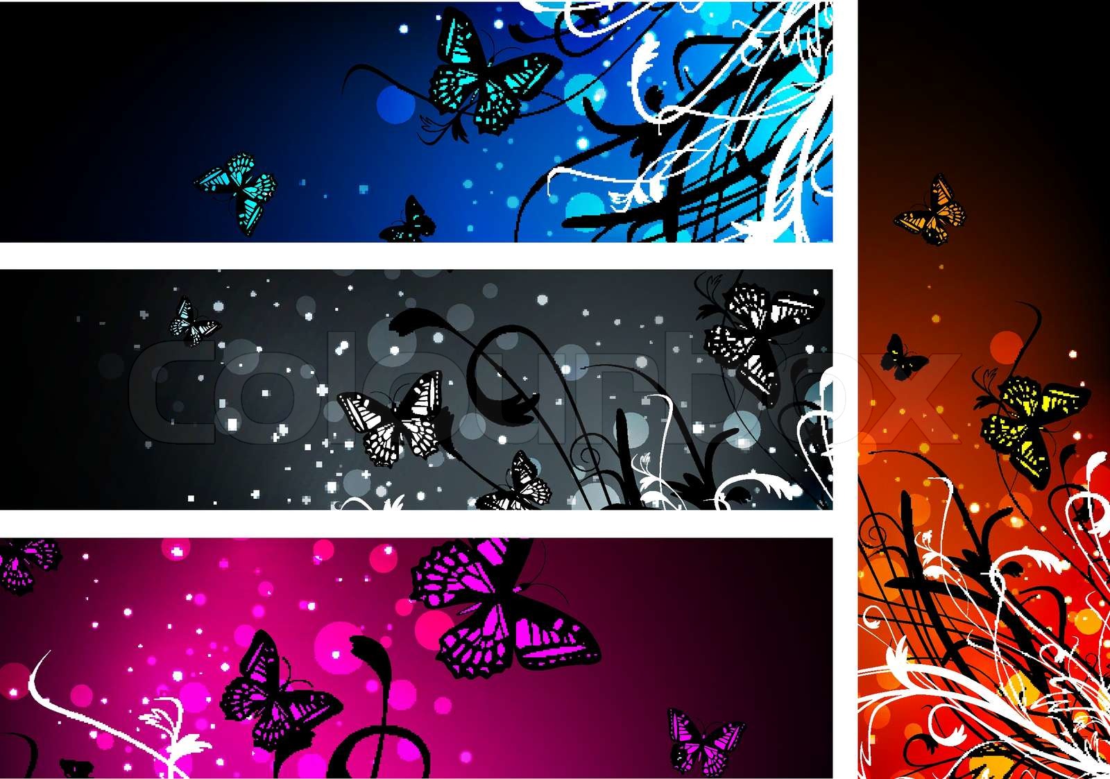 Butterfly floral banner collection | Stock vector | Colourbox