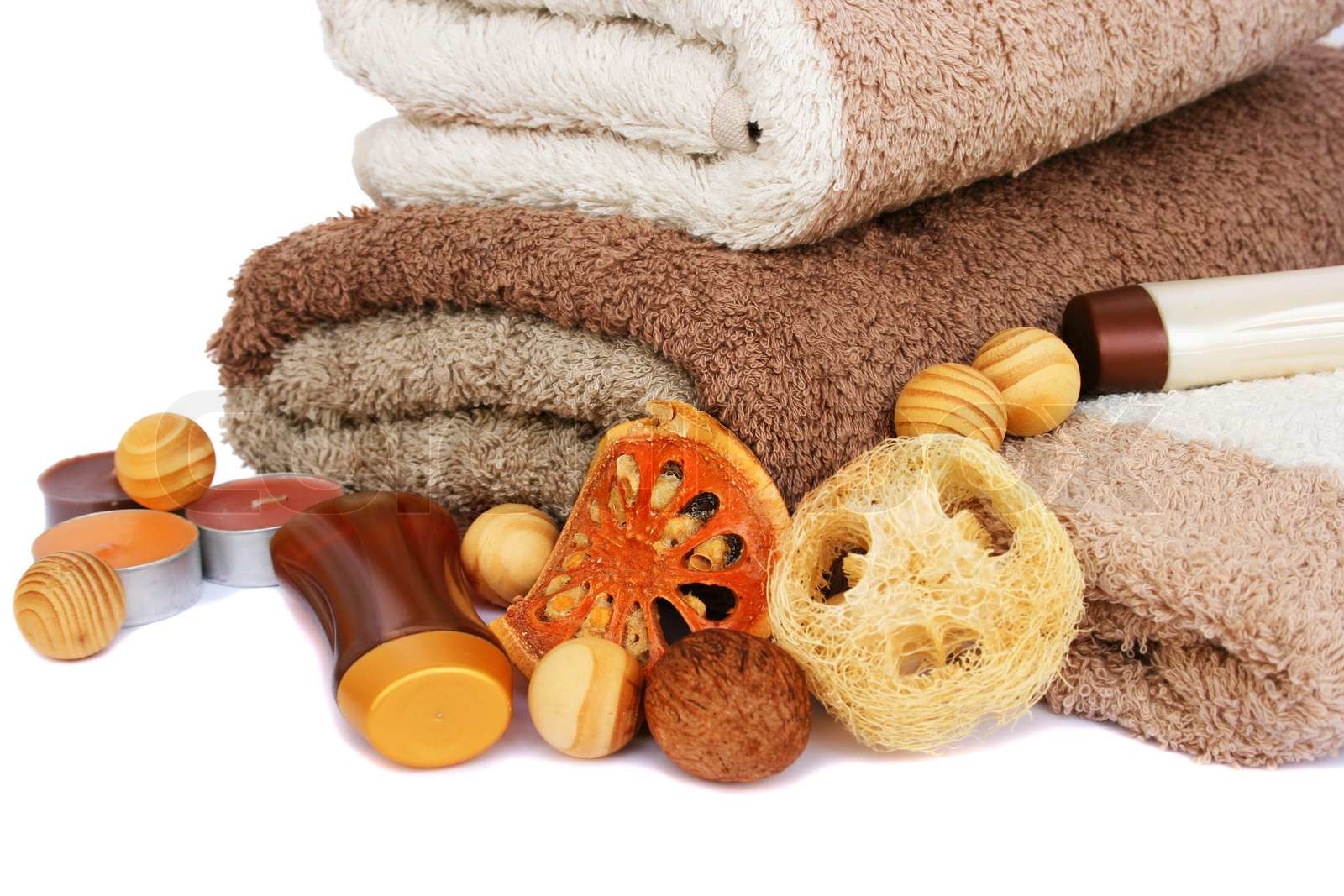 Towels and spa set | Stock image | Colourbox