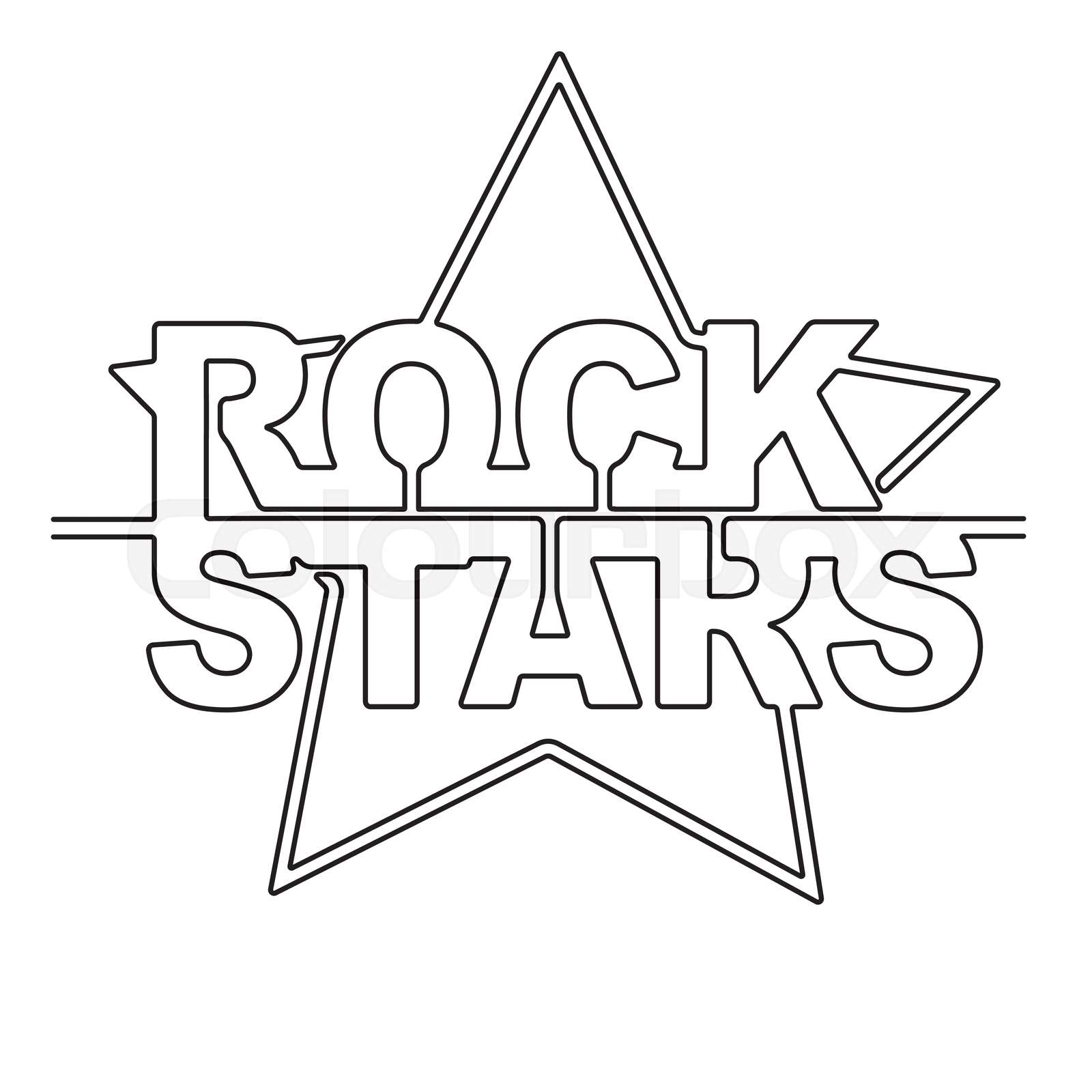 Rock stars design in one continuous line style. | Stock vector | Colourbox