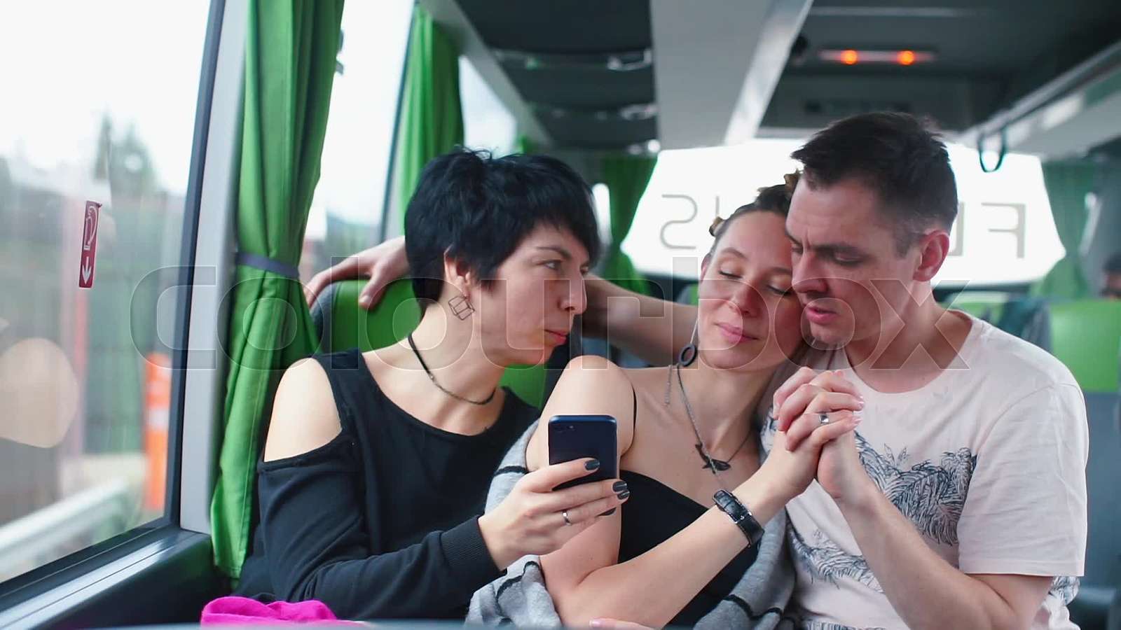 A big family on a trip. Polyamorous relations of the LGBTQ + community ...