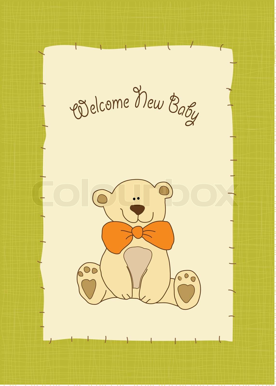 new baby invitation with teddy bear | Stock vector | Colourbox