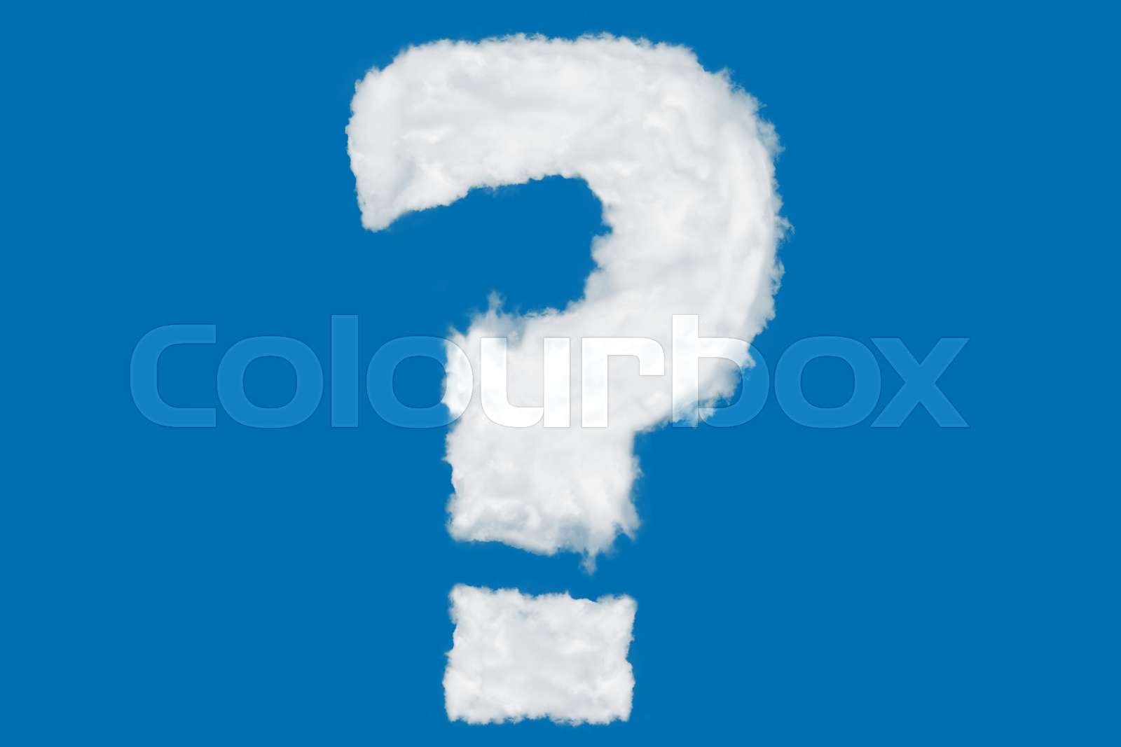 Question mark font symbol made of clouds on blue | Stock image | Colourbox