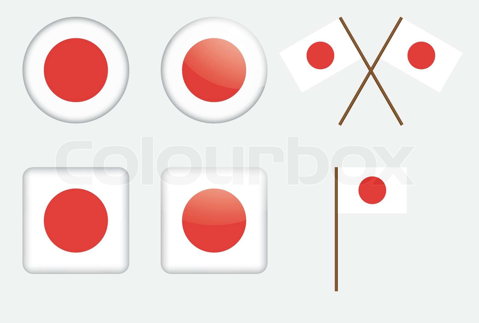 set of badges with flag of Japan vector illustration | Stock vector ...
