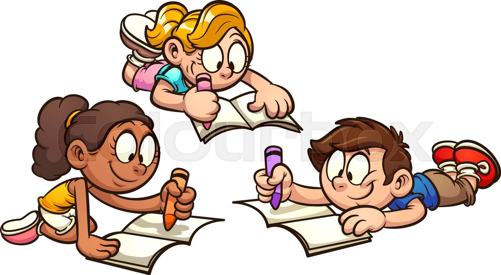 tegning, pige, dreng | Stock vektor | Colourbox