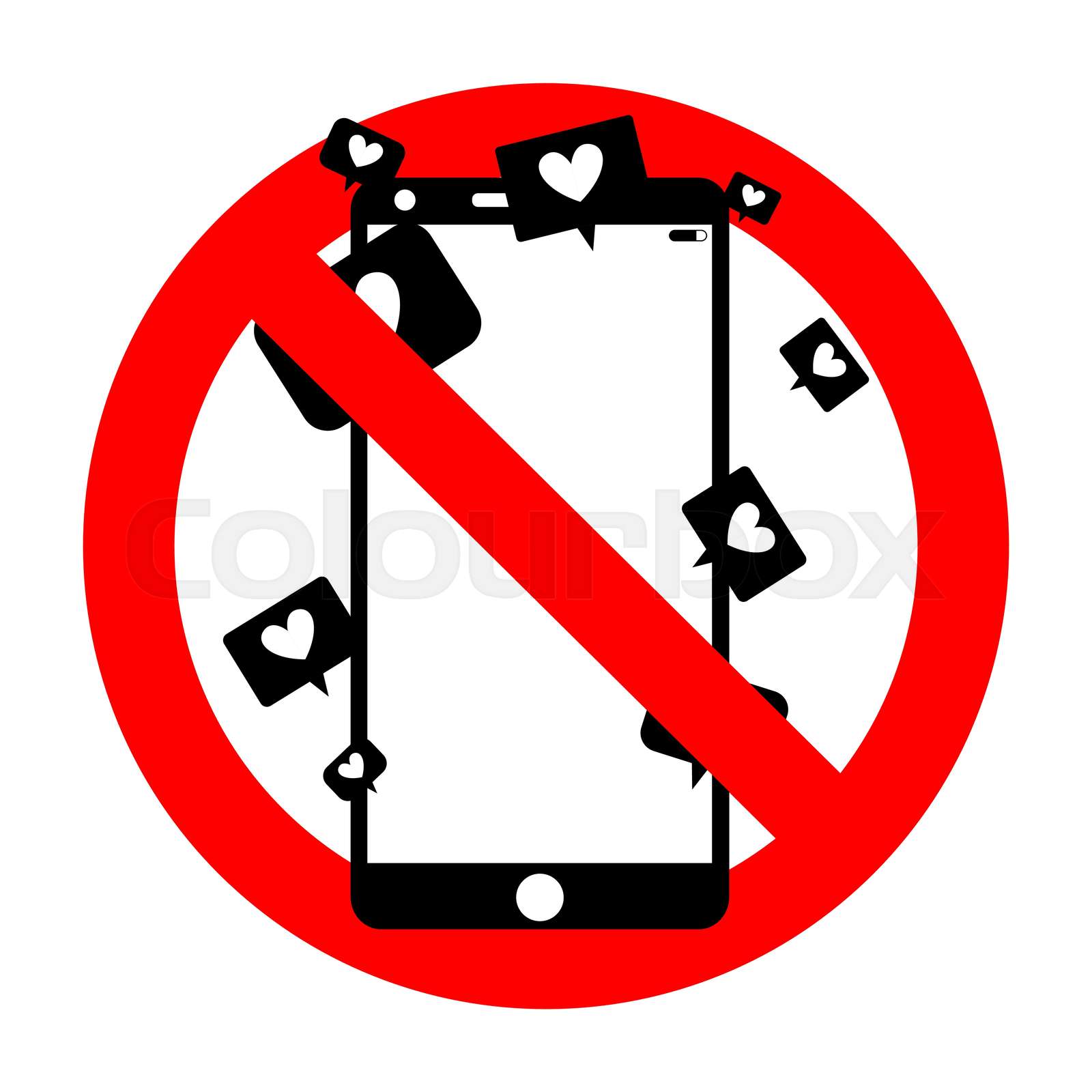 Ban social media and smartphone addiction symbol | Stock vector | Colourbox