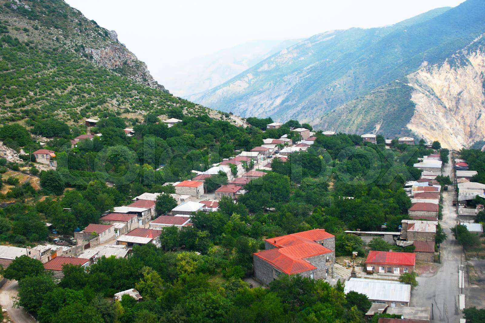 Mountain village view from altitude | Stock image | Colourbox