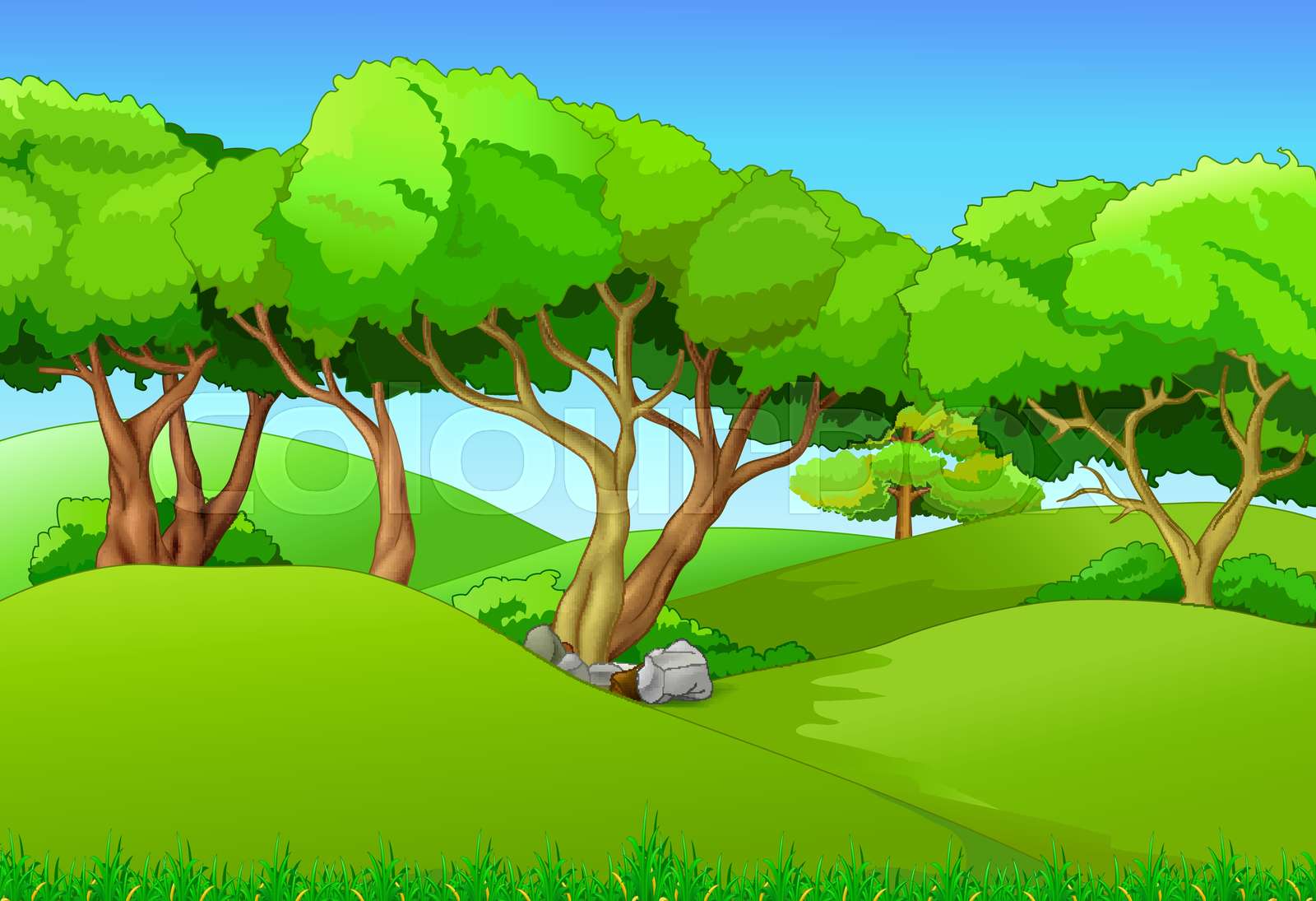 Landscape Planting Tree Cartoon