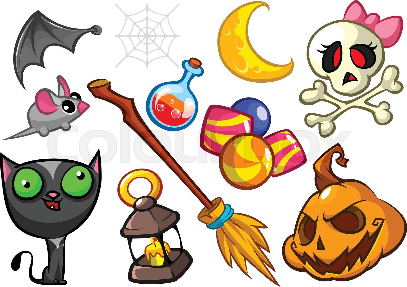 Cartoon set of Halloween symbVector illustration | Stock vector | Colourbox