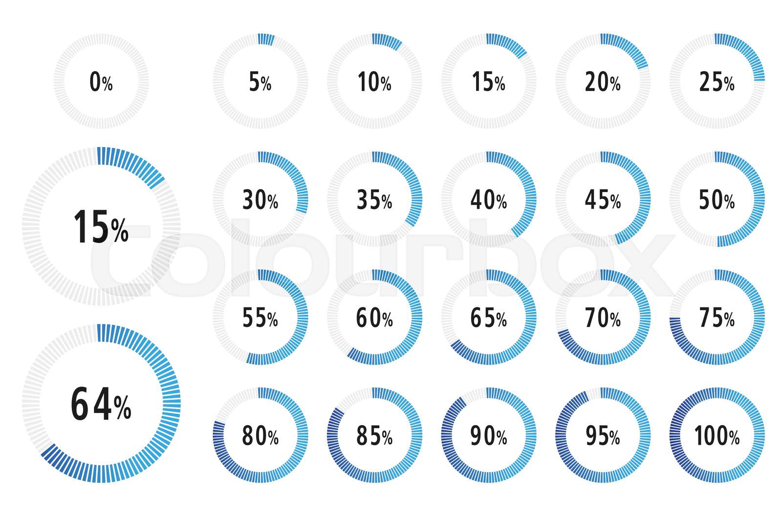 Set of 0-100 Percentage diagram ready to use | Stock vector | Colourbox