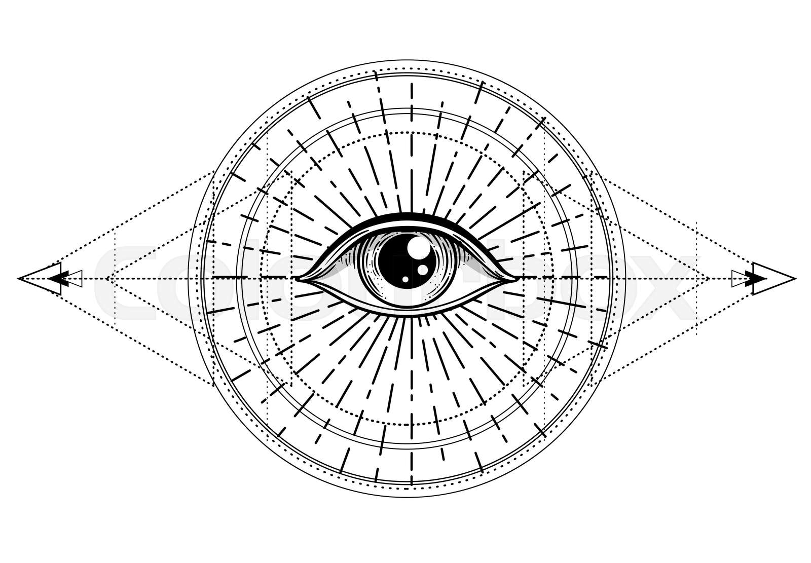 Eye of Providence. Masonic symbol. All seeing eye inside triple moon ...
