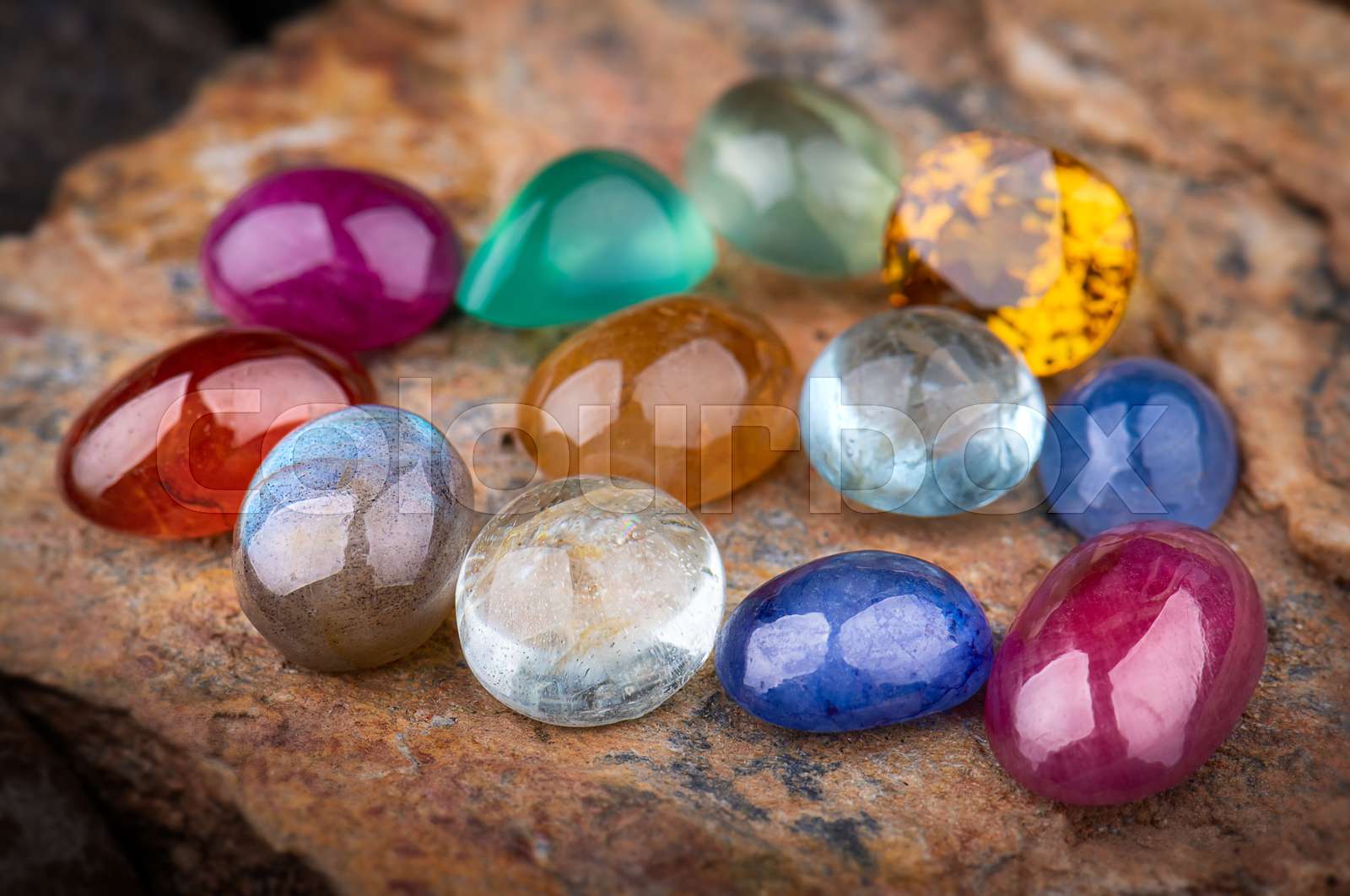 Mix Round cut mineral gemstones. | Stock image | Colourbox