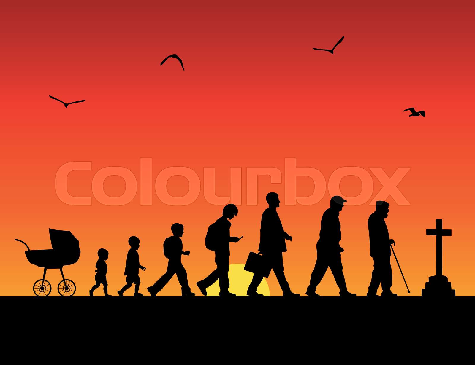 Time passing, vector concept, sunset | Stock vector | Colourbox