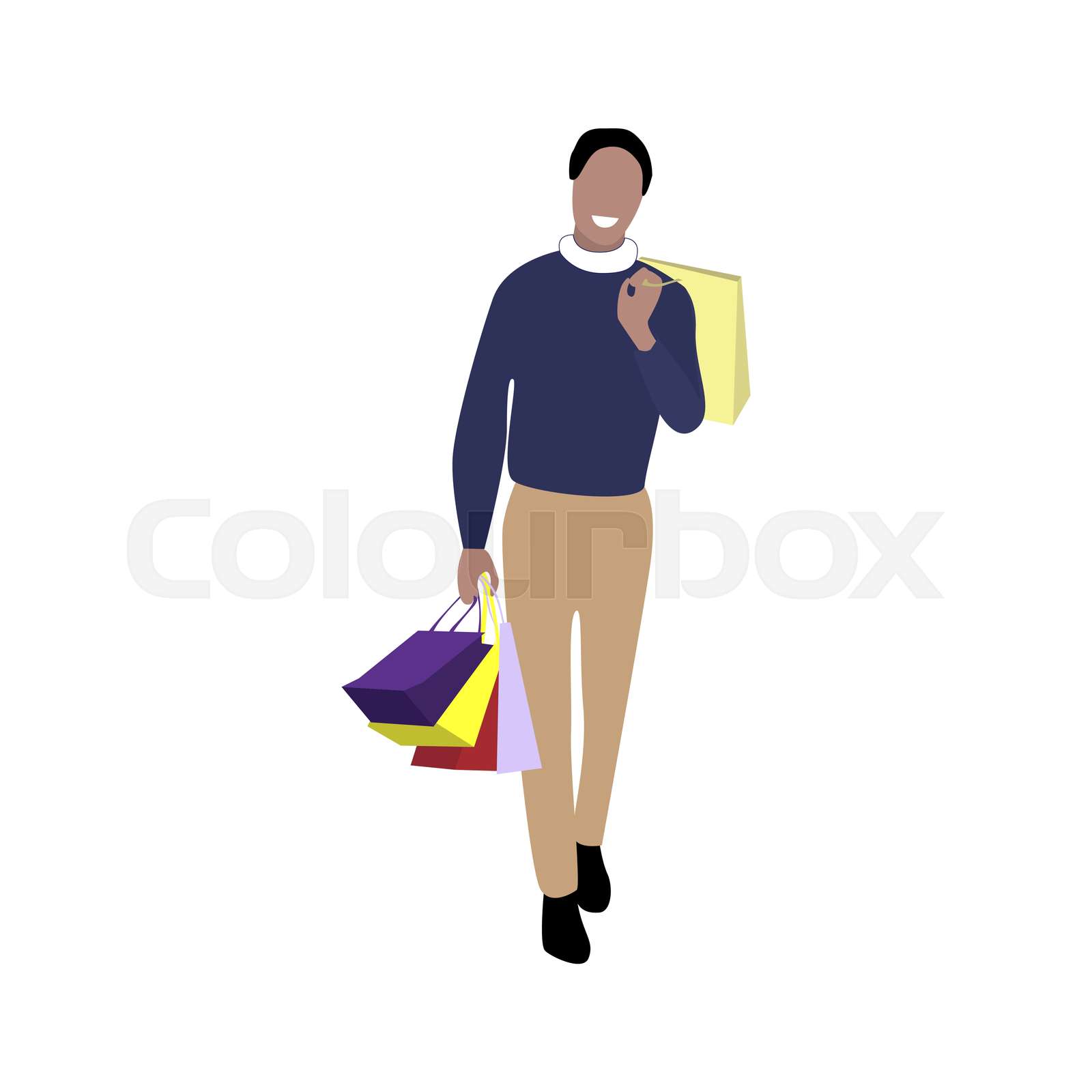 Shopper with packs purchase | Stock vector | Colourbox