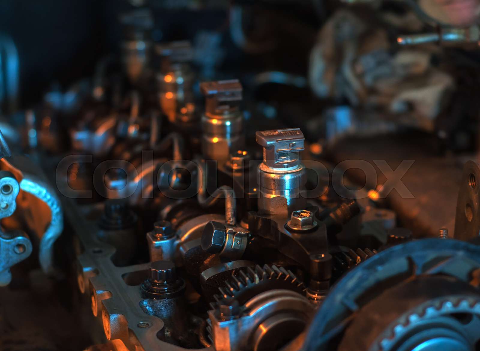 Upper part of disassembled engine. | Stock image | Colourbox