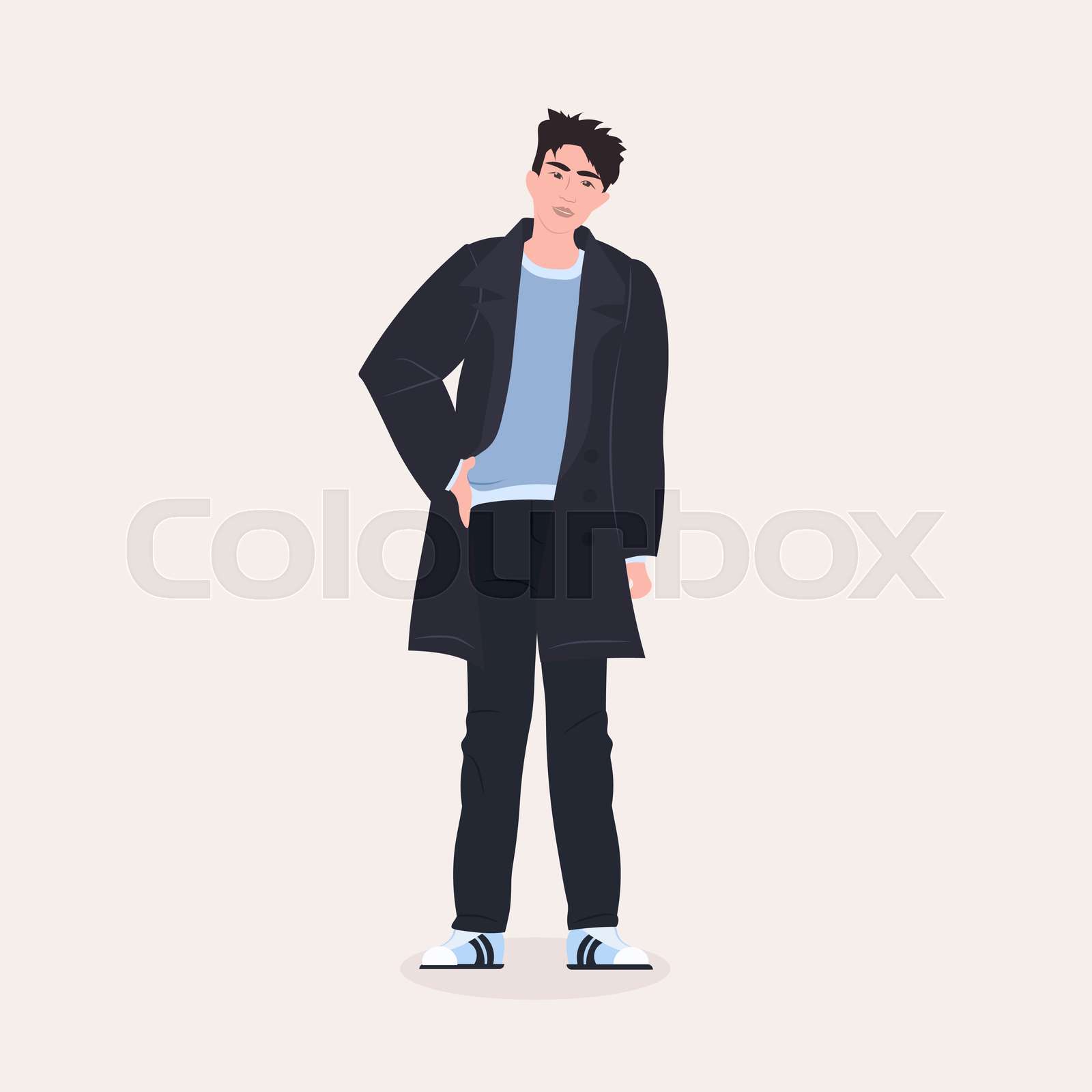 Cartoon Man Standing Sideways