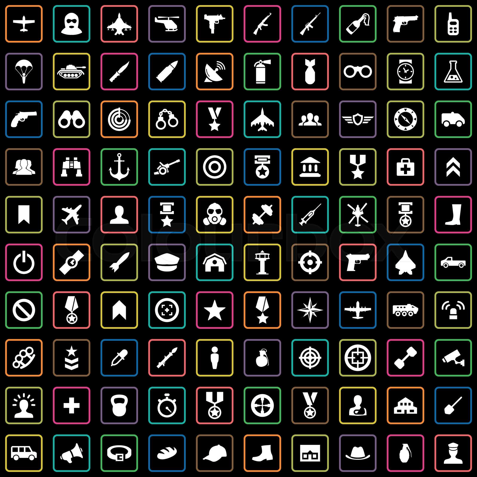 100 army icons | Stock vector | Colourbox