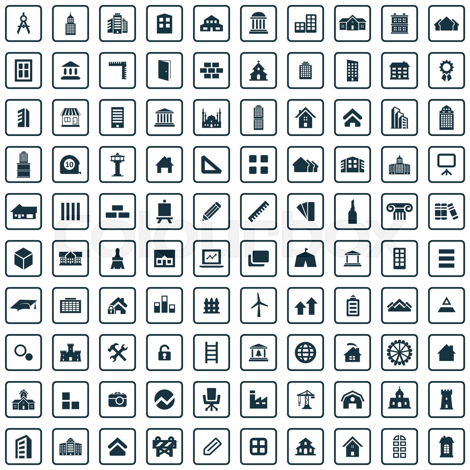 100 architecture icons | Stock vector | Colourbox
