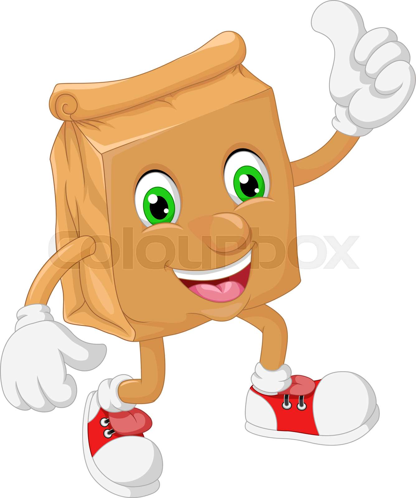 Funny Brown Paper Food Snack Pack Bag Cartoon | Stock vector | Colourbox