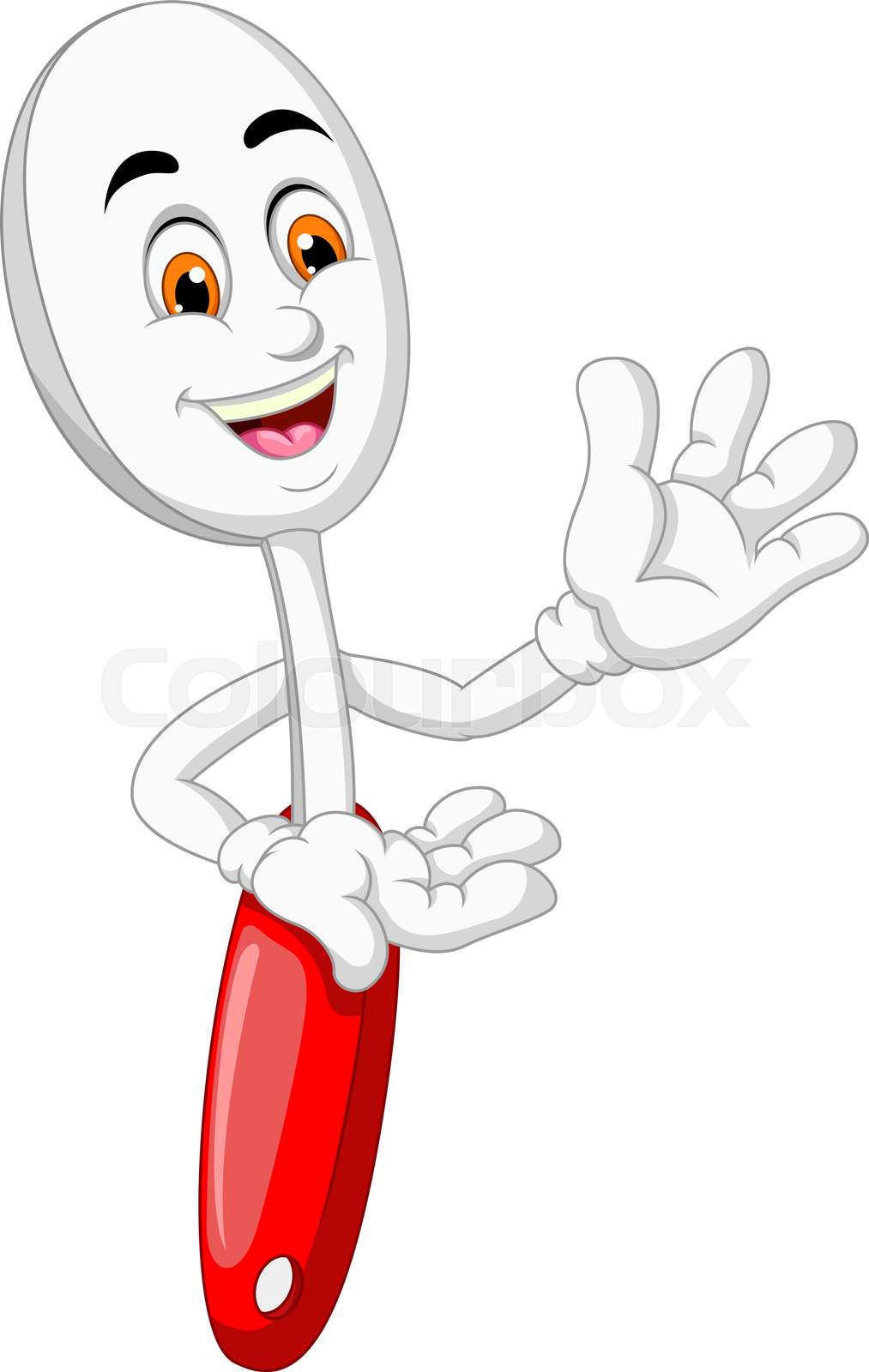 Funny White Red Spoon Cartoon | Stock vector | Colourbox