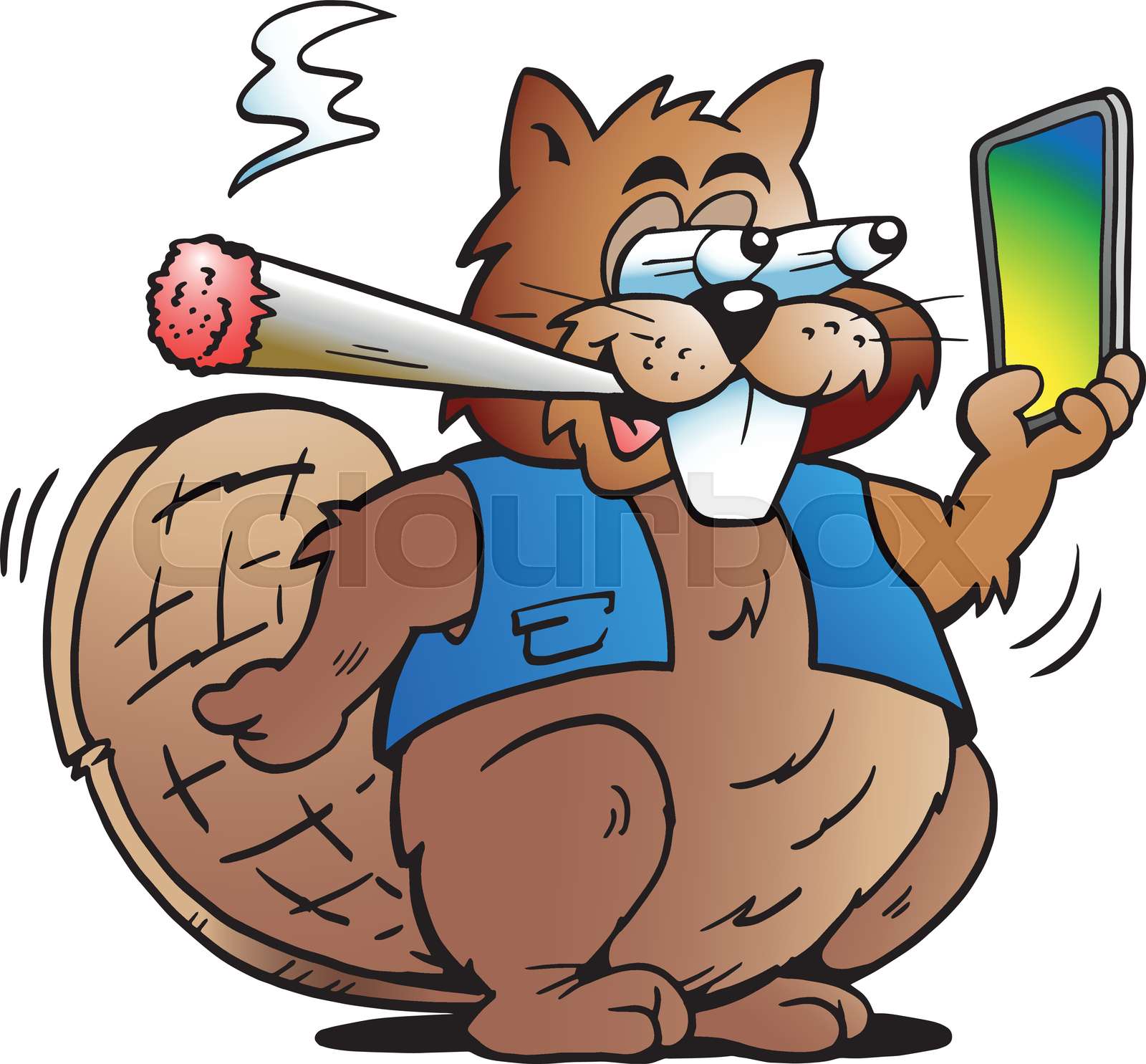 Vector Cartoon illustration of a Cool Beaver smoking a Joint | Stock ...