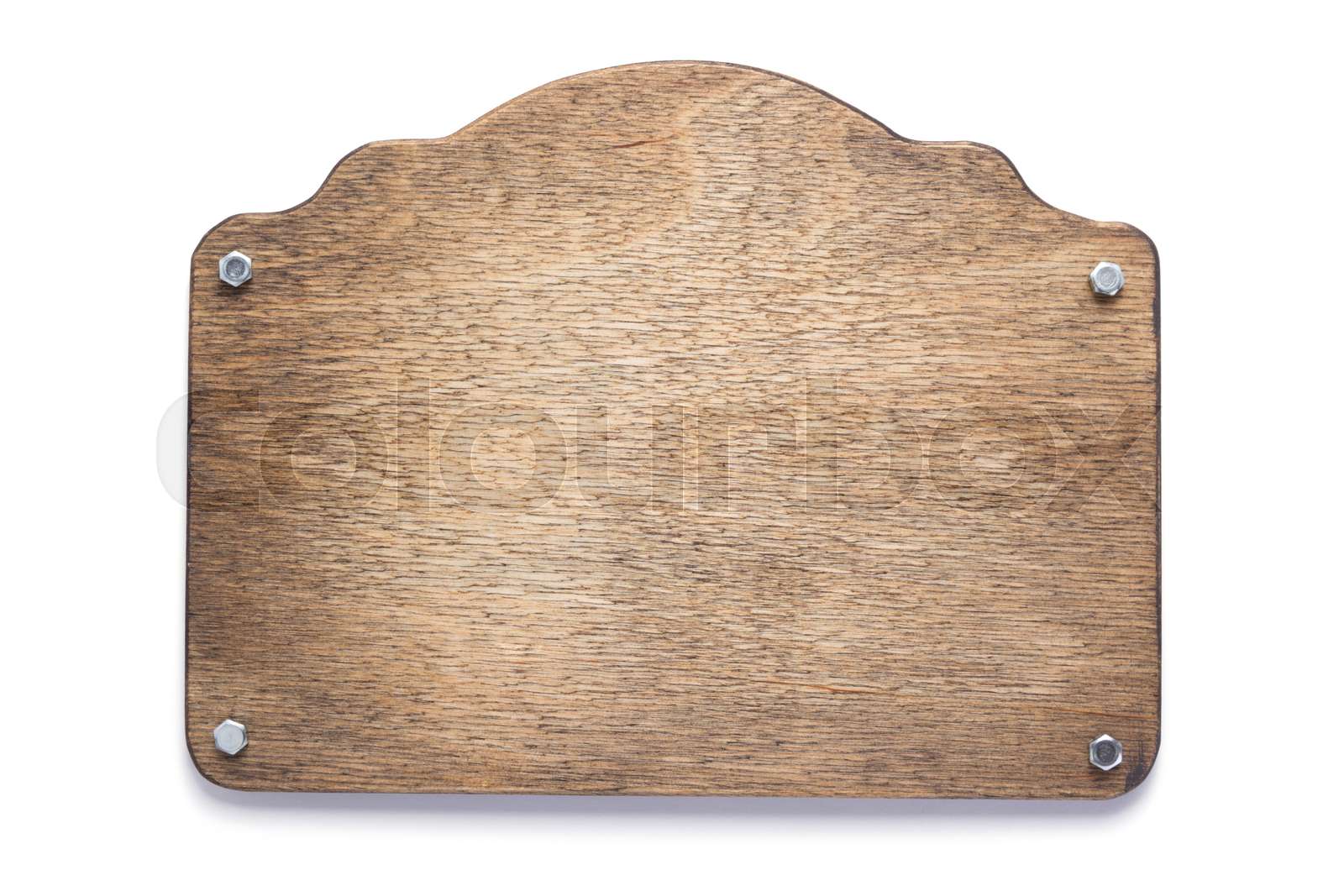 wooden nameplate or wall sign isolated at white | Stock image | Colourbox