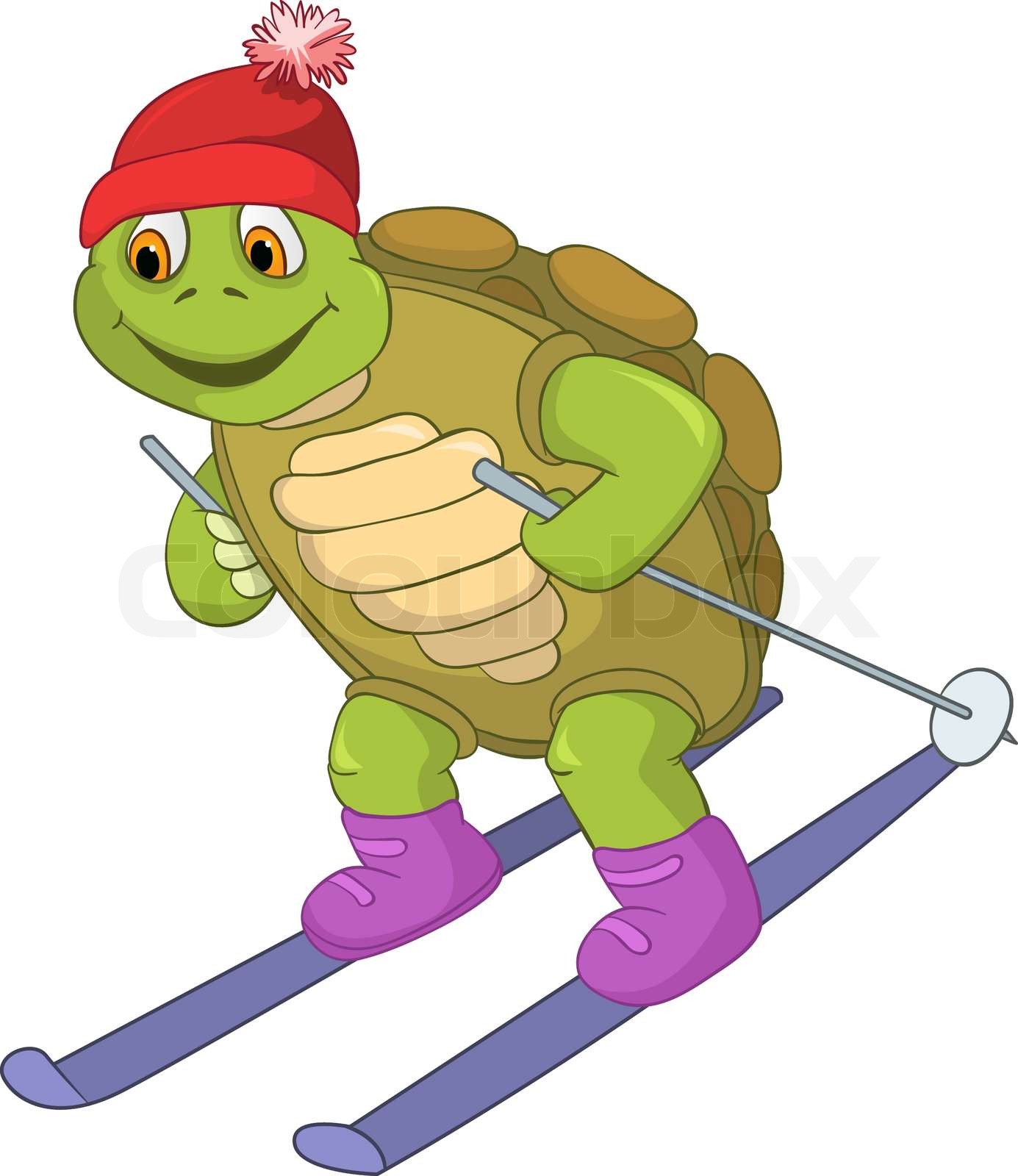 Funny Turtle Skiing | Stock vector | Colourbox