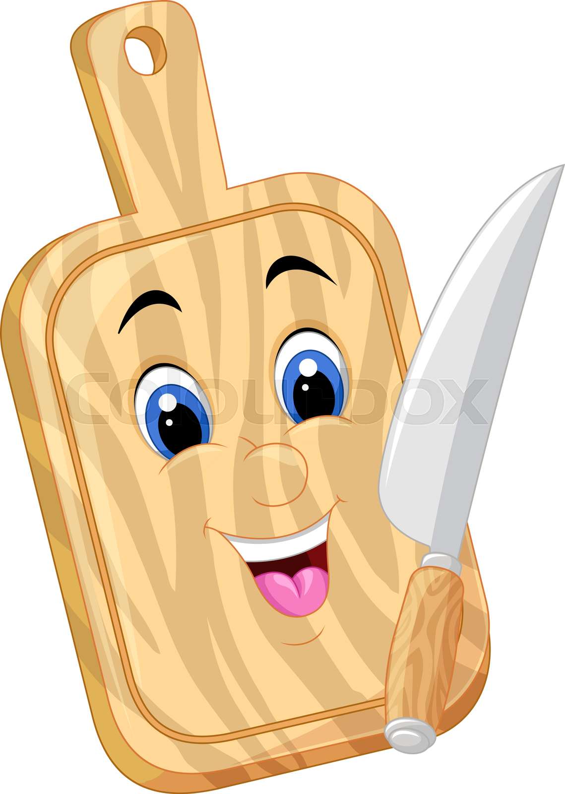 Funny Knife And Cutting Board Cartoon | Stock vector | Colourbox
