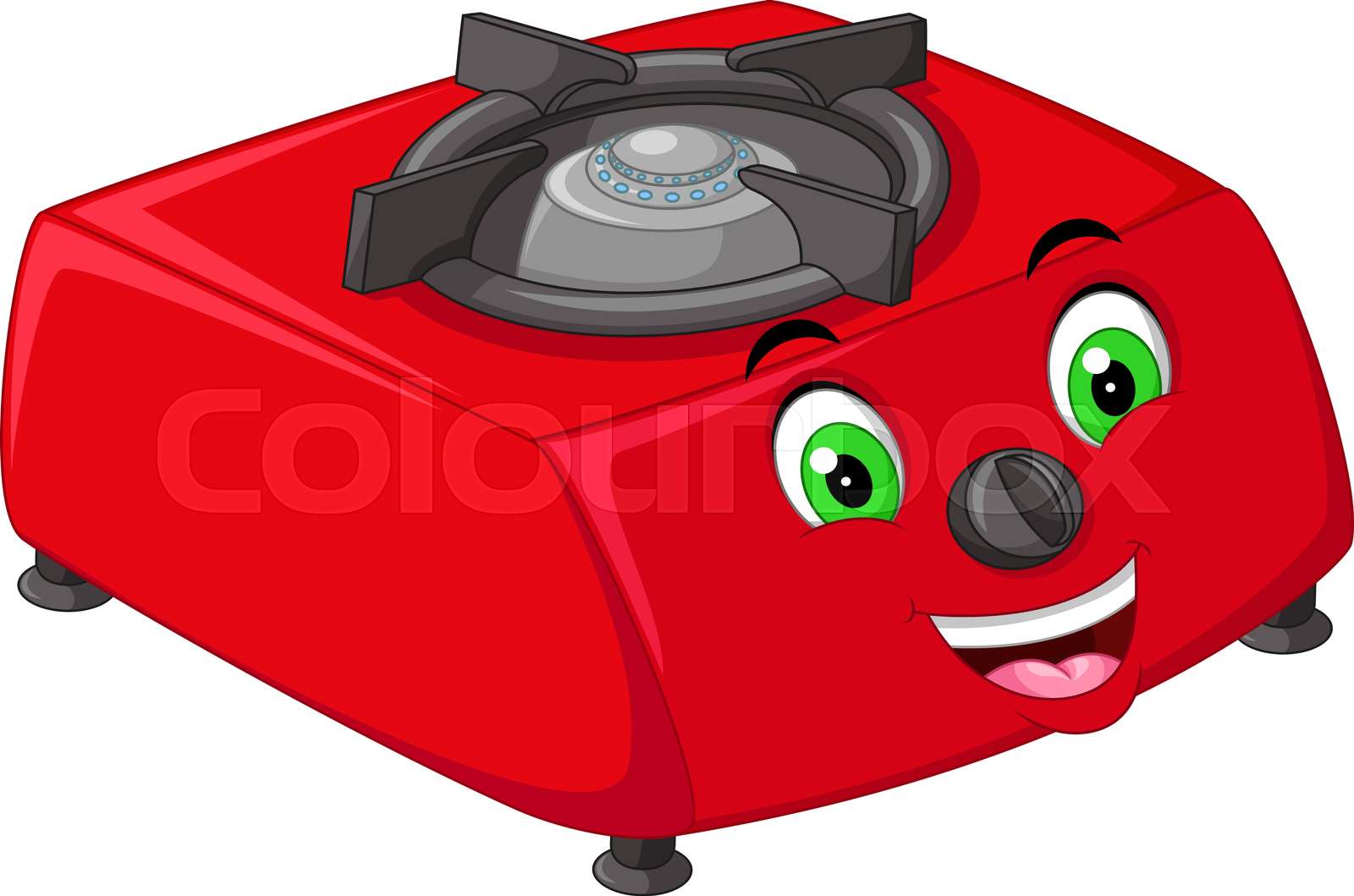 Funny Red Burner Gas Stove Cartoon | Stock vector | Colourbox