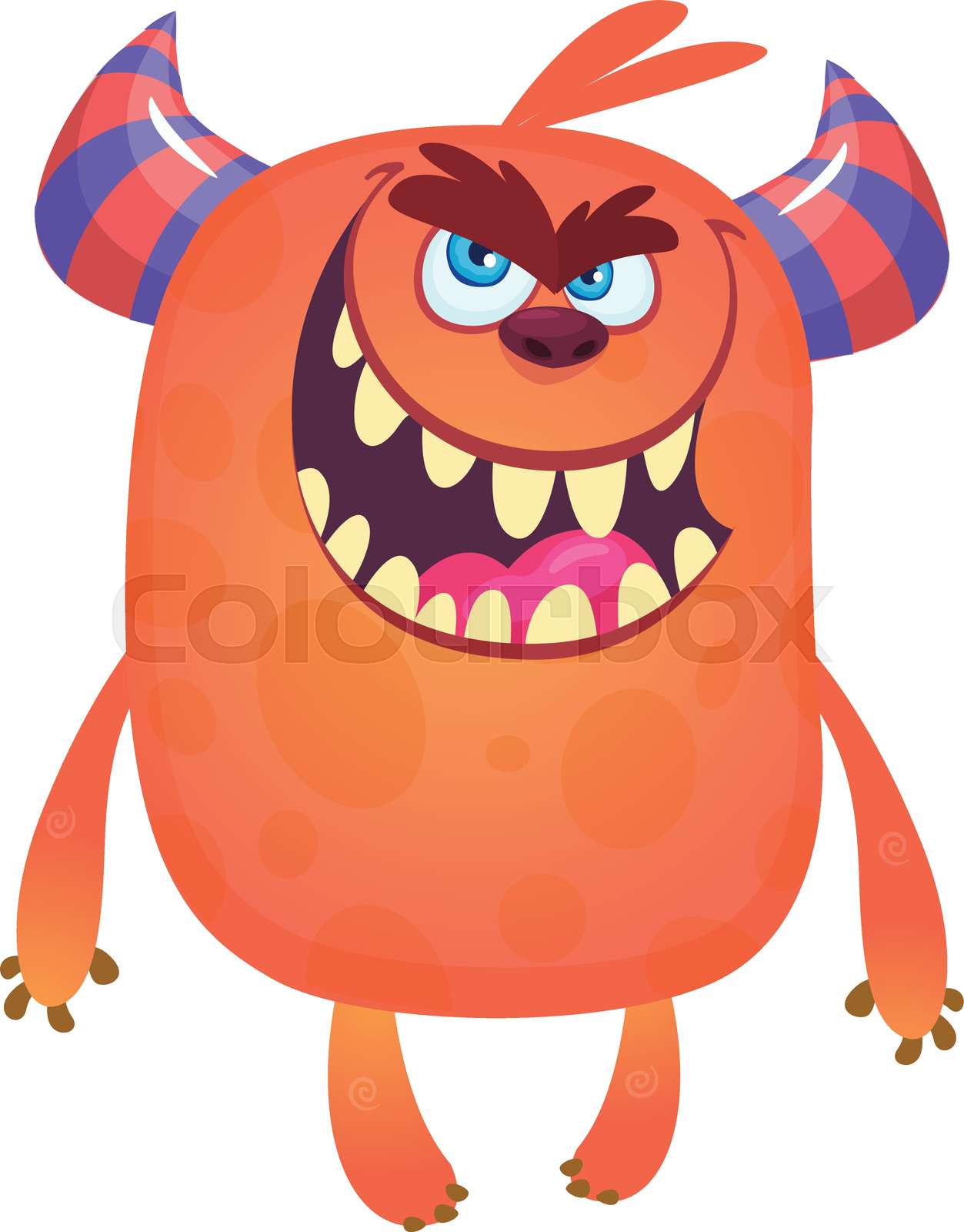 Funny cartoon monster with three eyes. Vector illustration | Stock ...
