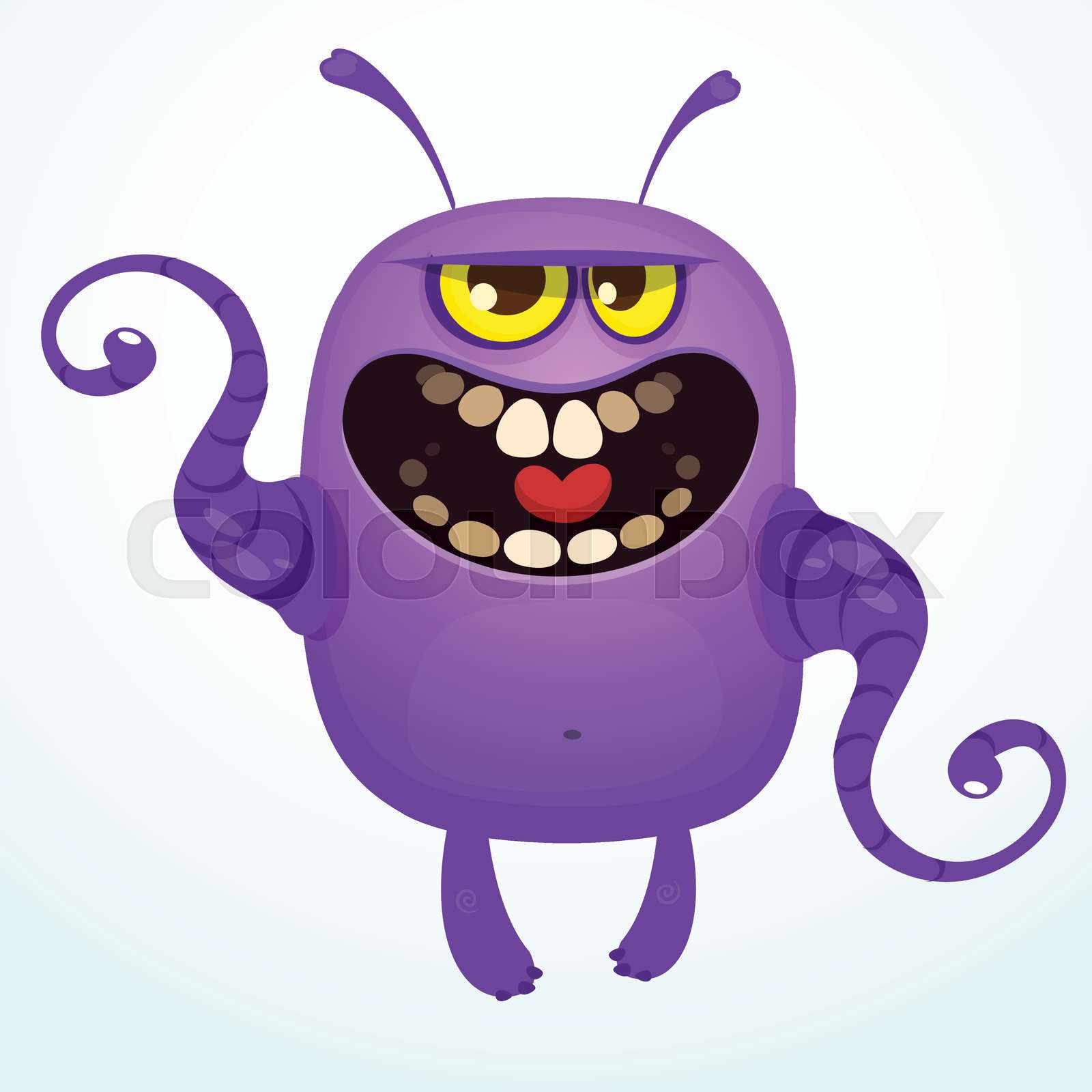 Funny cartoon alien with one eye. Vector illustration clipart | Stock ...