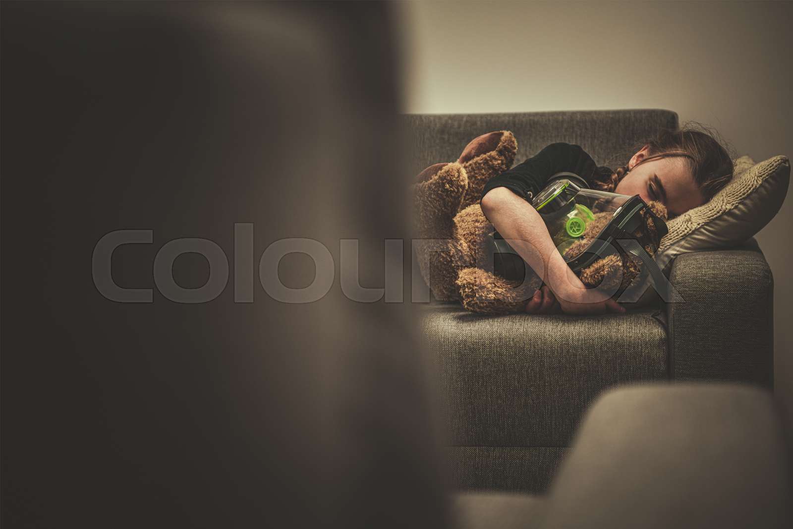 Girl Protecting Her Teddy Bear | Stock image | Colourbox