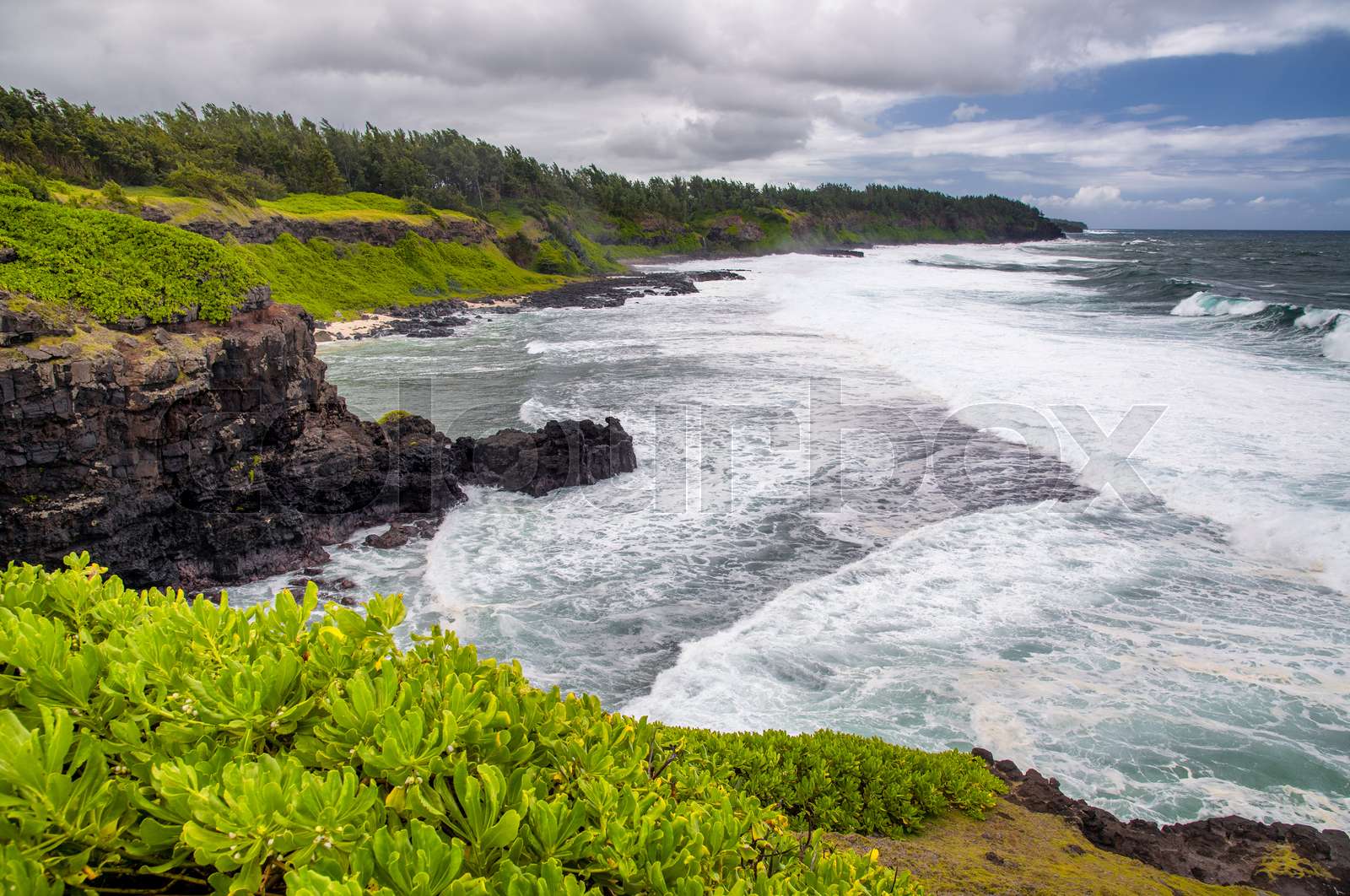 Roche qui pleure, Gris Gris Beach in Mauritius, aerial view | Stock ...