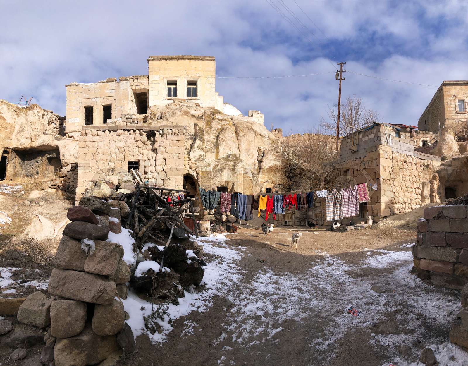 A rural house in a poor village in the Turkish region of Cappadocia ...