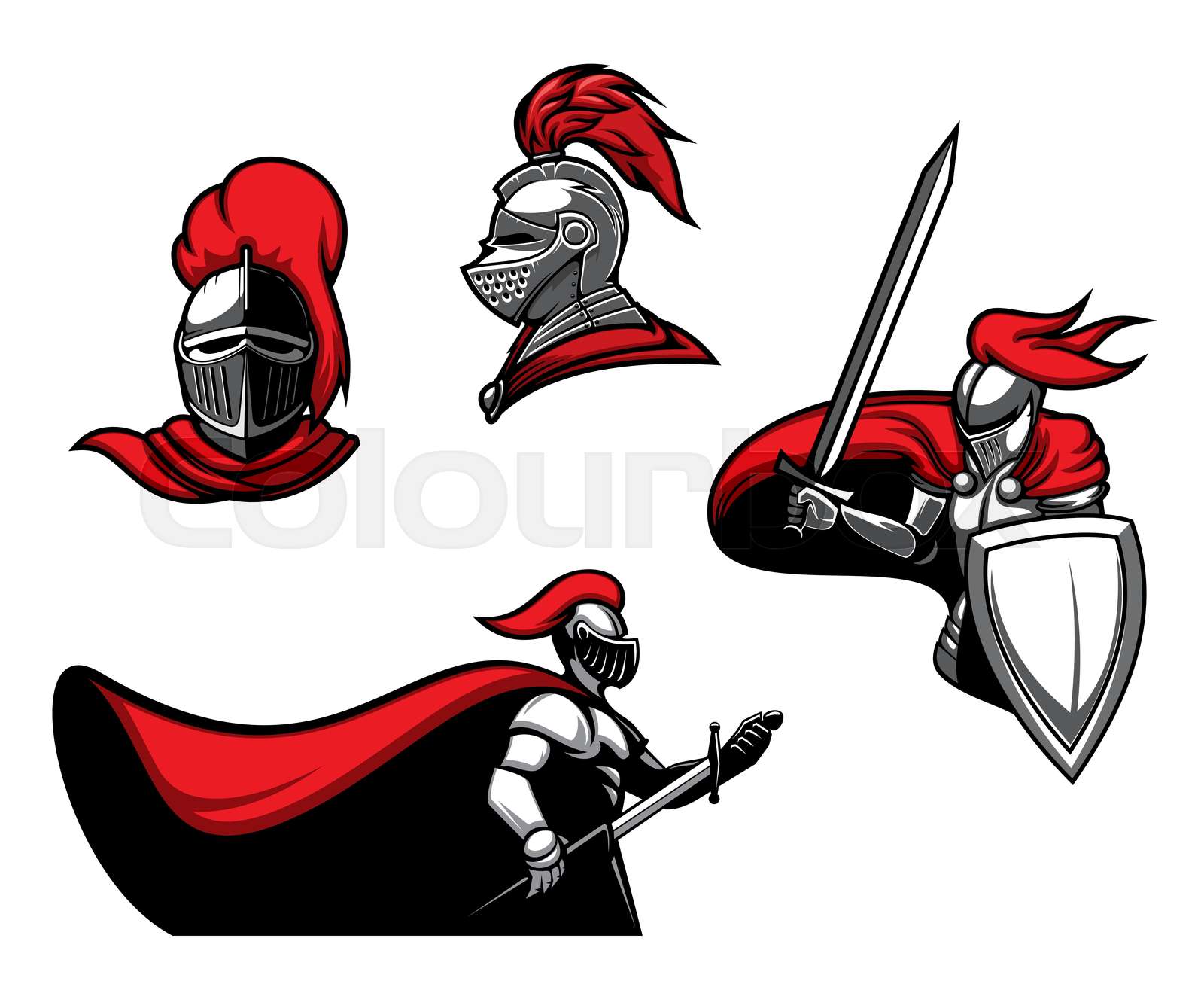 Medieval knights with sword in armour | Stock vector | Colourbox
