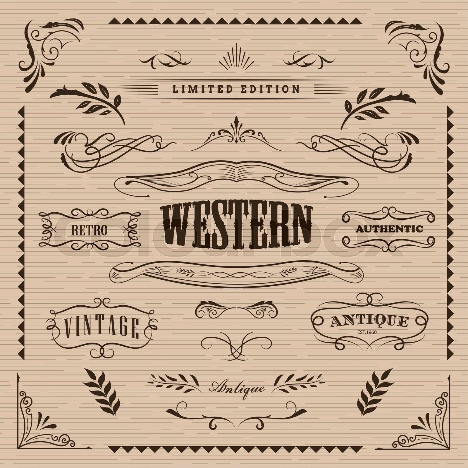 Western frame hand drawn banners vintage badge vector | Stock vector ...