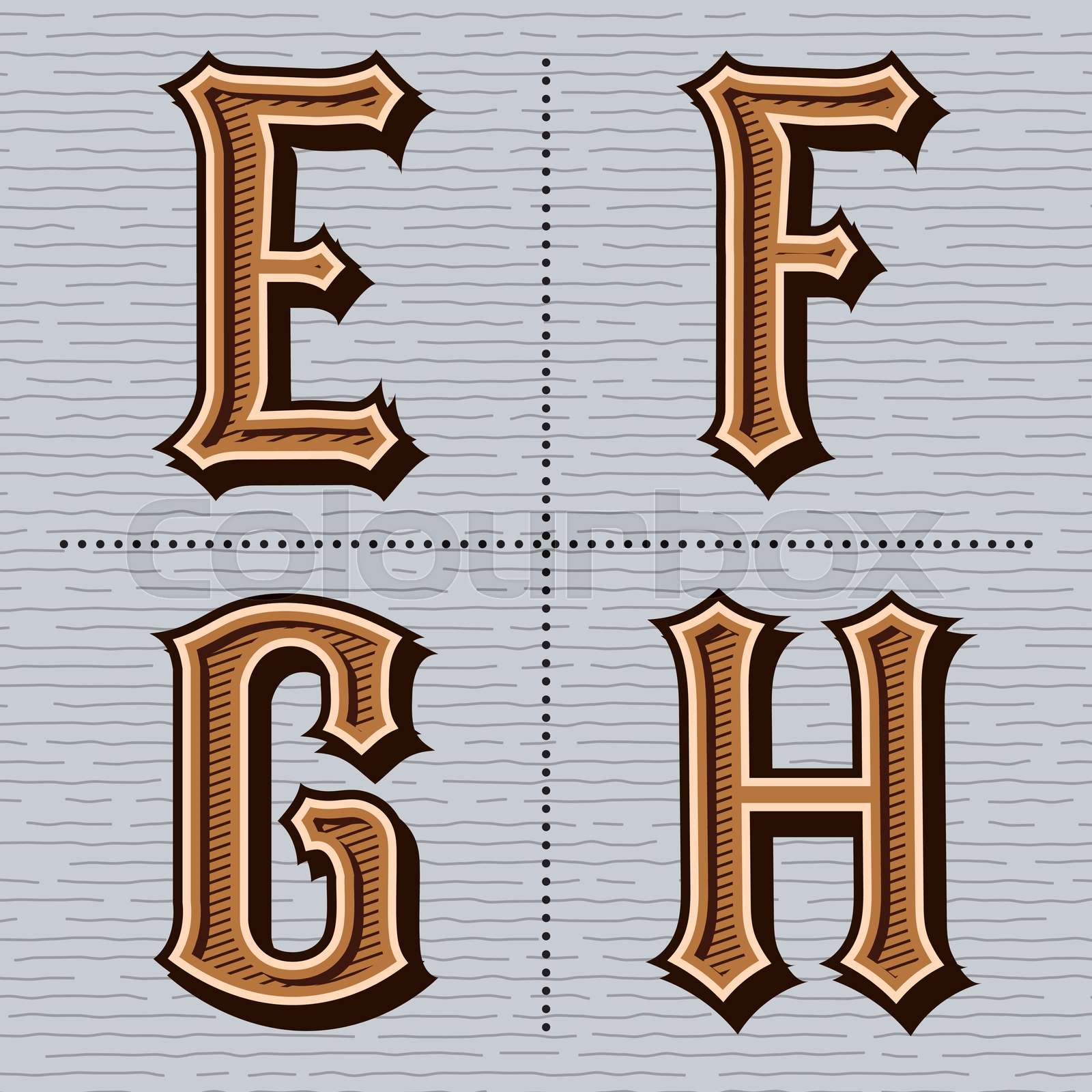 Alphabet western letters vintage design vector (e, f, g, h) | Stock ...