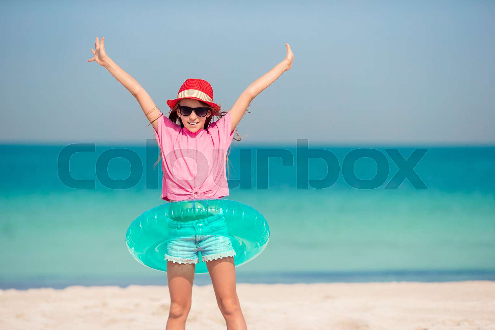 Adorable little girl at beach on her summer vacation | Stock image ...