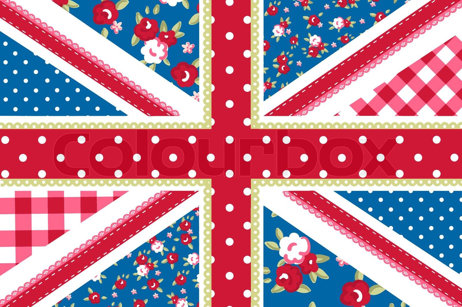 Cute British Flag in Shabby Chic floral style | Stock vector | Colourbox
